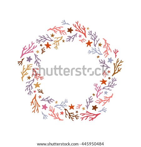Coral Border Frame Elements Vector Vector de stock445950484: Shutterstock