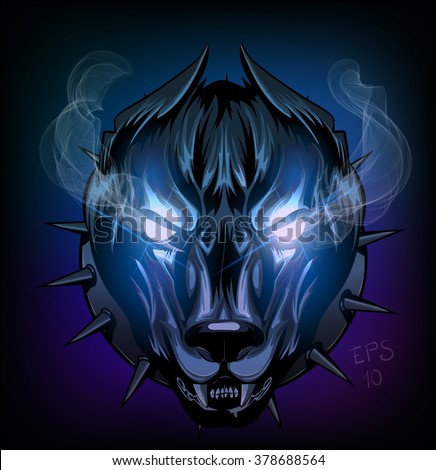 Wild Devil Dog Snout Wolf Demon Stock Vector (Royalty Free) 378688564 ...