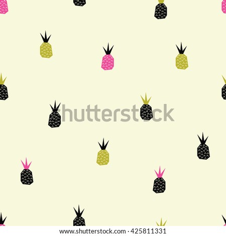Pineapple Pattern Simple Illustration Pineapple Vector Stock Vector ...