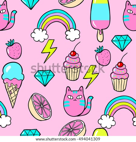 Set Cartoon Patch Badges Fashion Pin Stock Vector 600179753 - Shutterstock