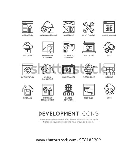 Modern Thin Line Icons Set Cloud Stock Vector 338430161 - Shutterstock